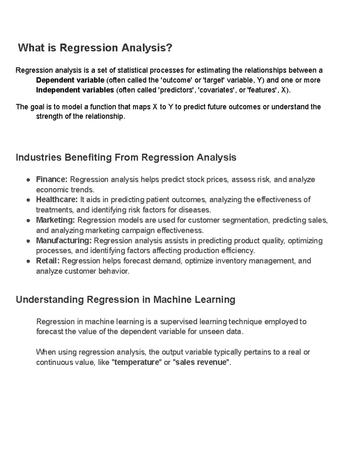 MLT 202 - Understanding Regression Analysis and Its Applications - Studocu