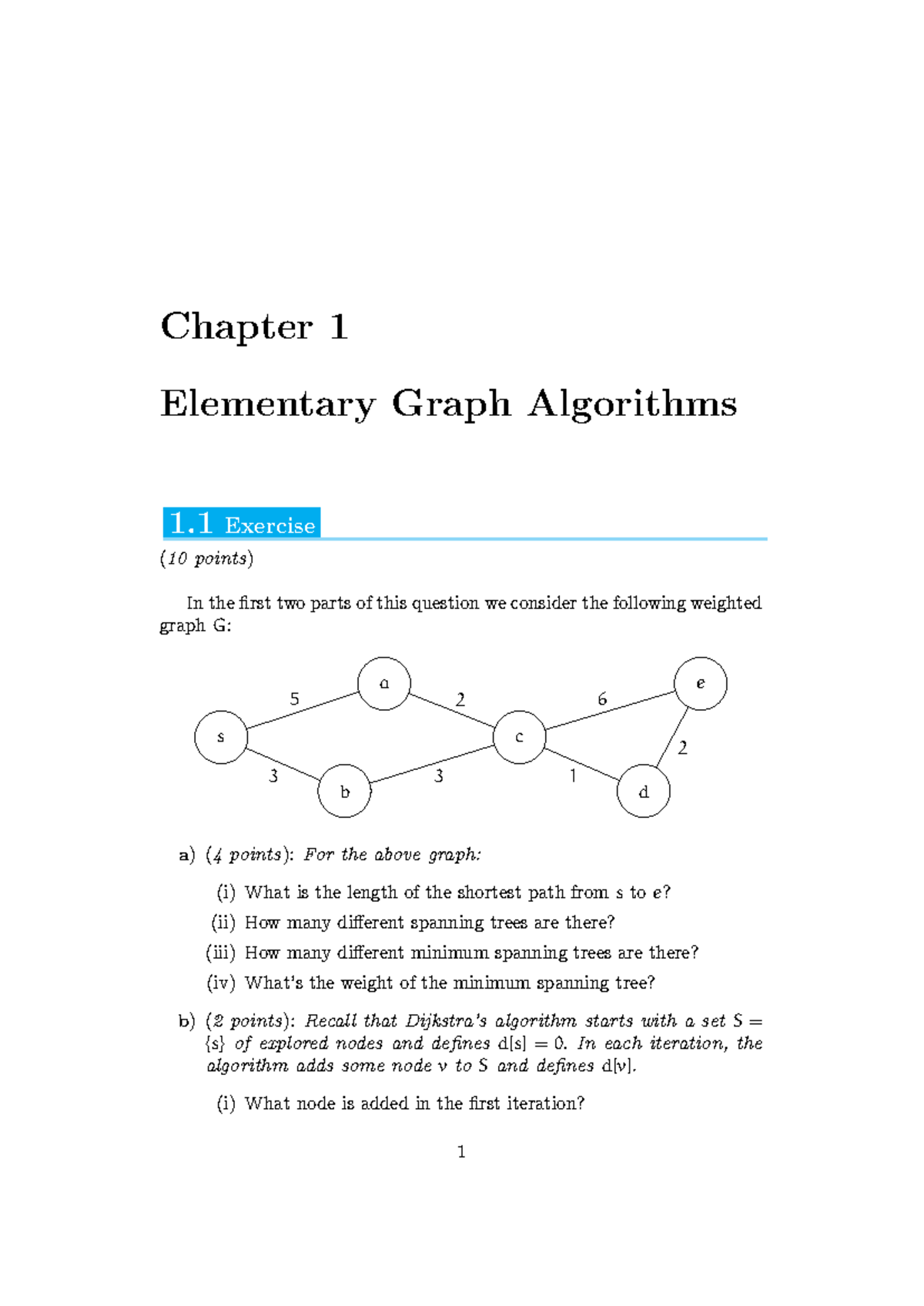 GT1 - Chapter 1 Exercises on Elementary Graph Algorithms - Studocu