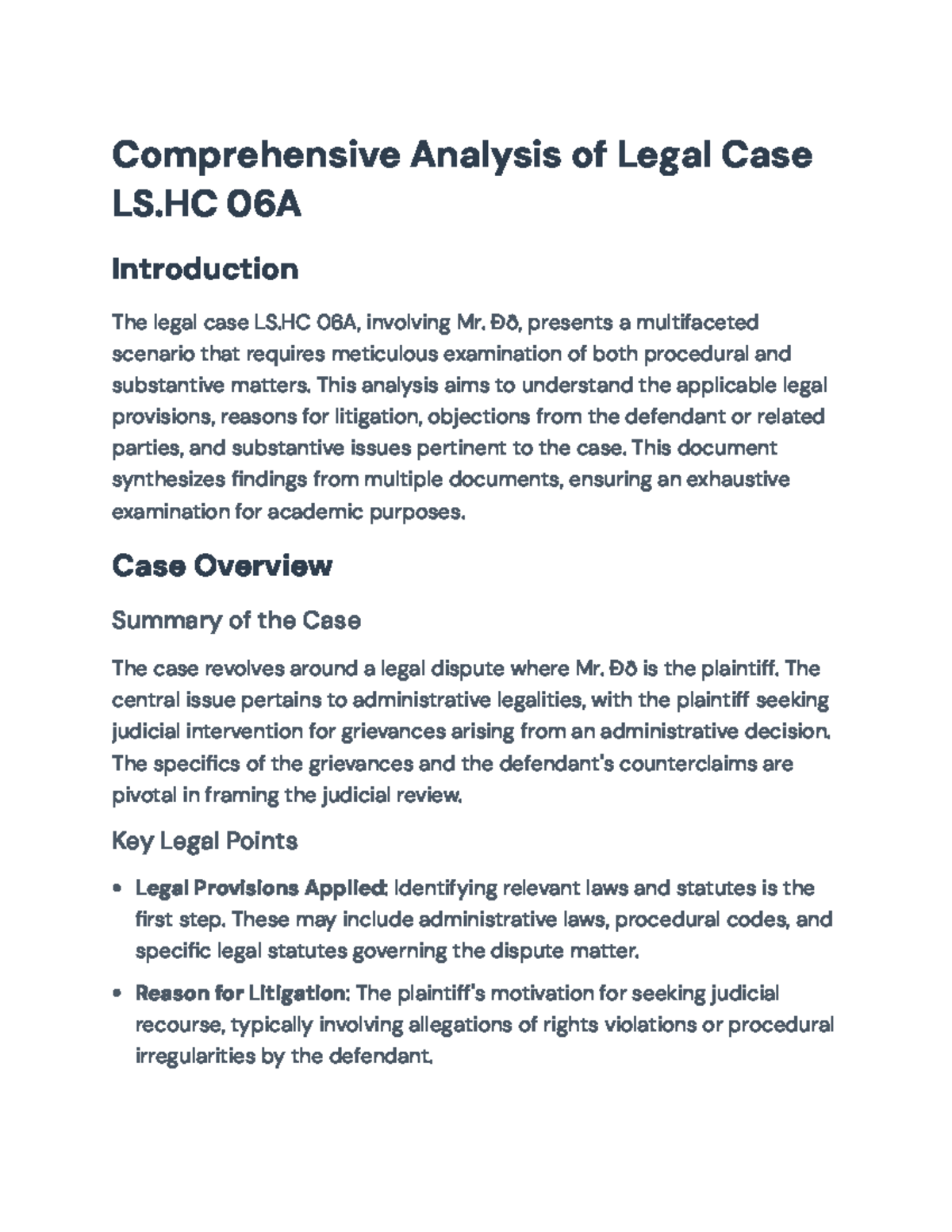 Comprehensive Legal Analysis of Case LS.HC 06A - Comprehensive Analysis ...