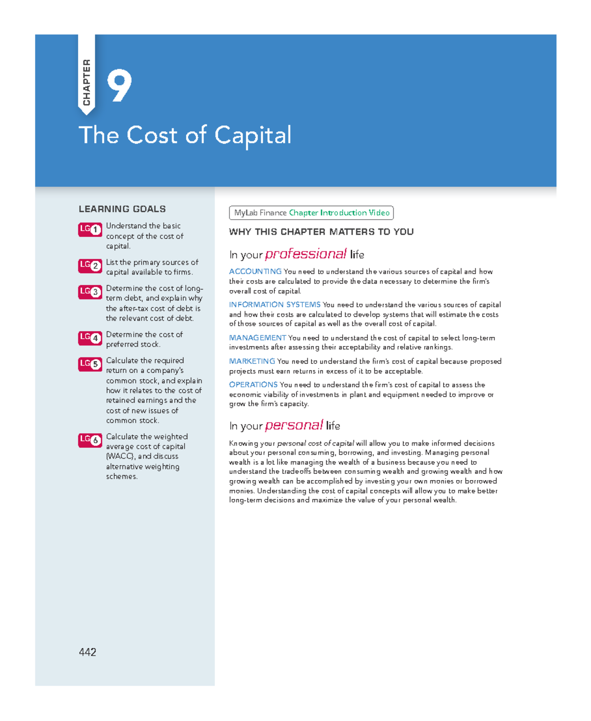 Ch(9) - Cost of capital - Book - 442 9 ####### LEARNING GOALS ...