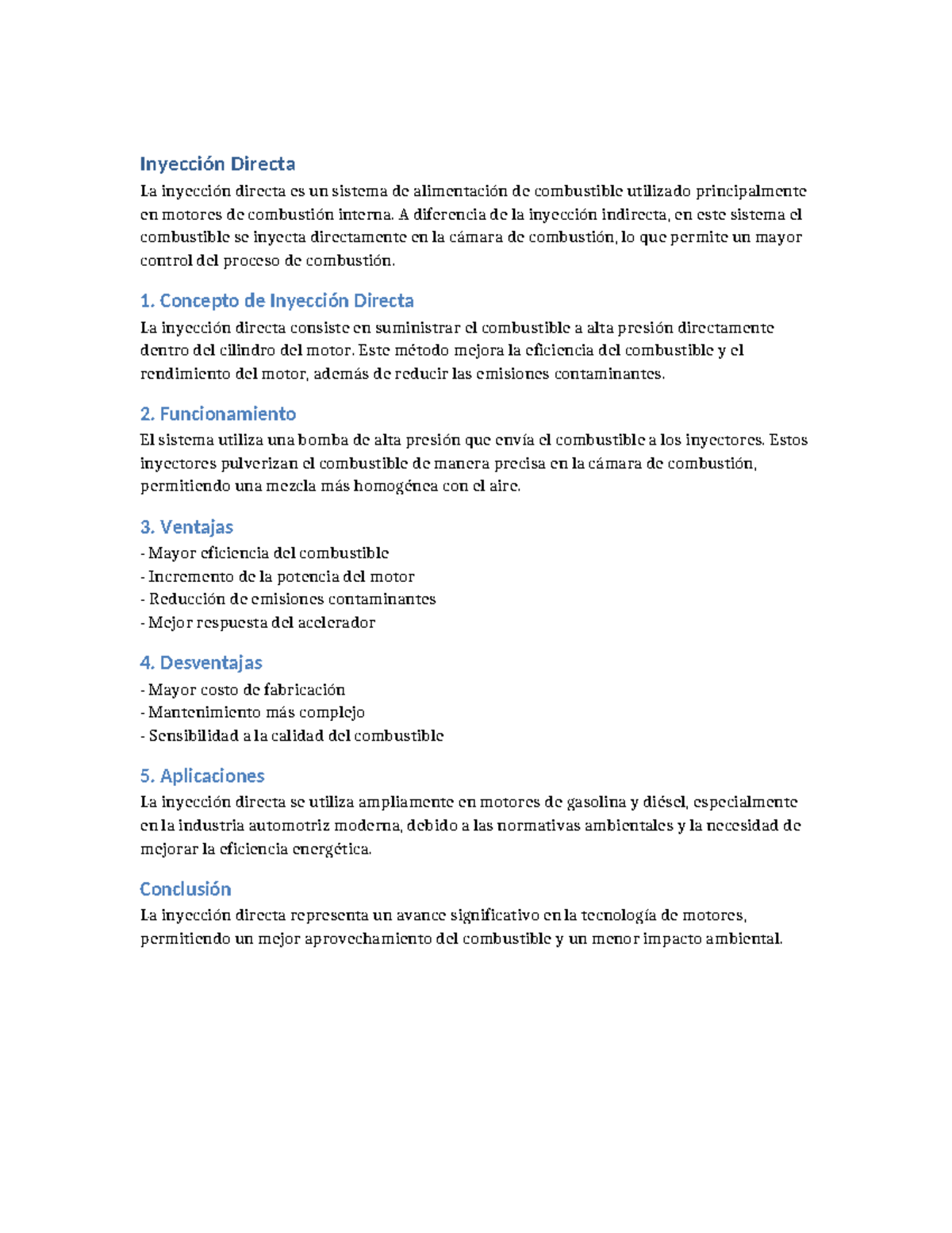 Investigación sobre Inyección Directa en Motores de Combustión - Studocu