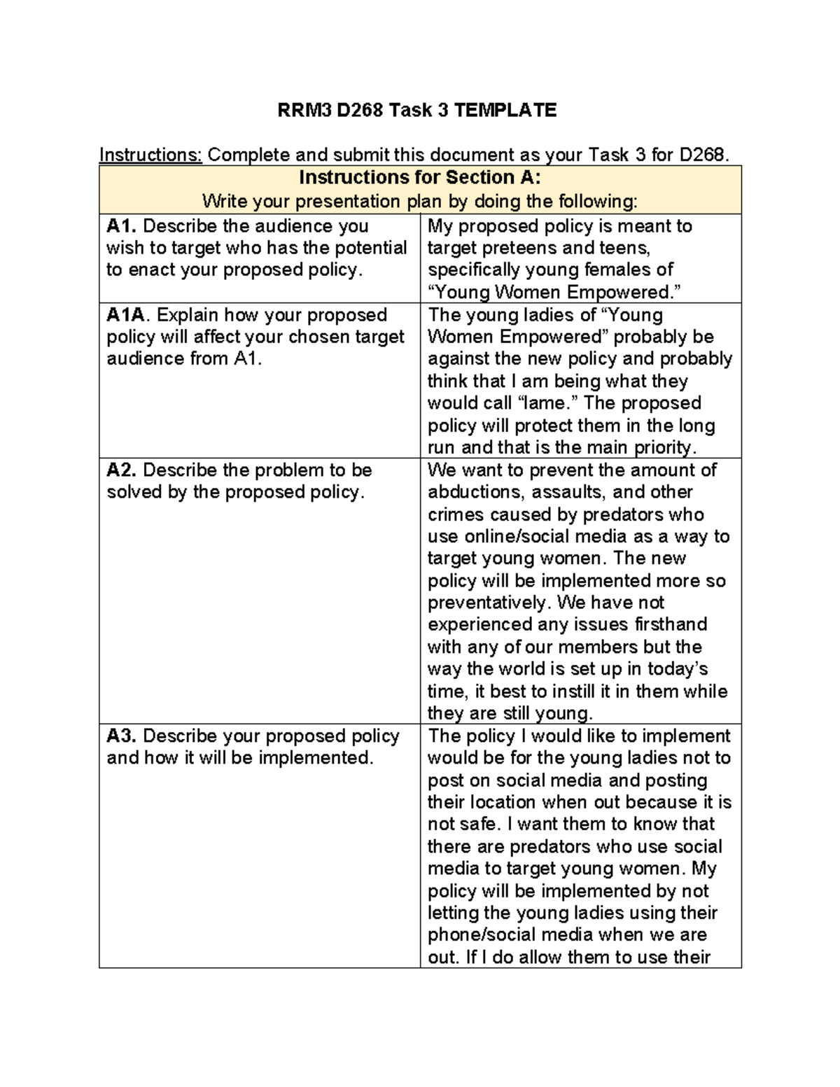RRM3 D268 Task 3 (complete) - RRM3 D268 Task 3 TEMPLATE Instructions ...