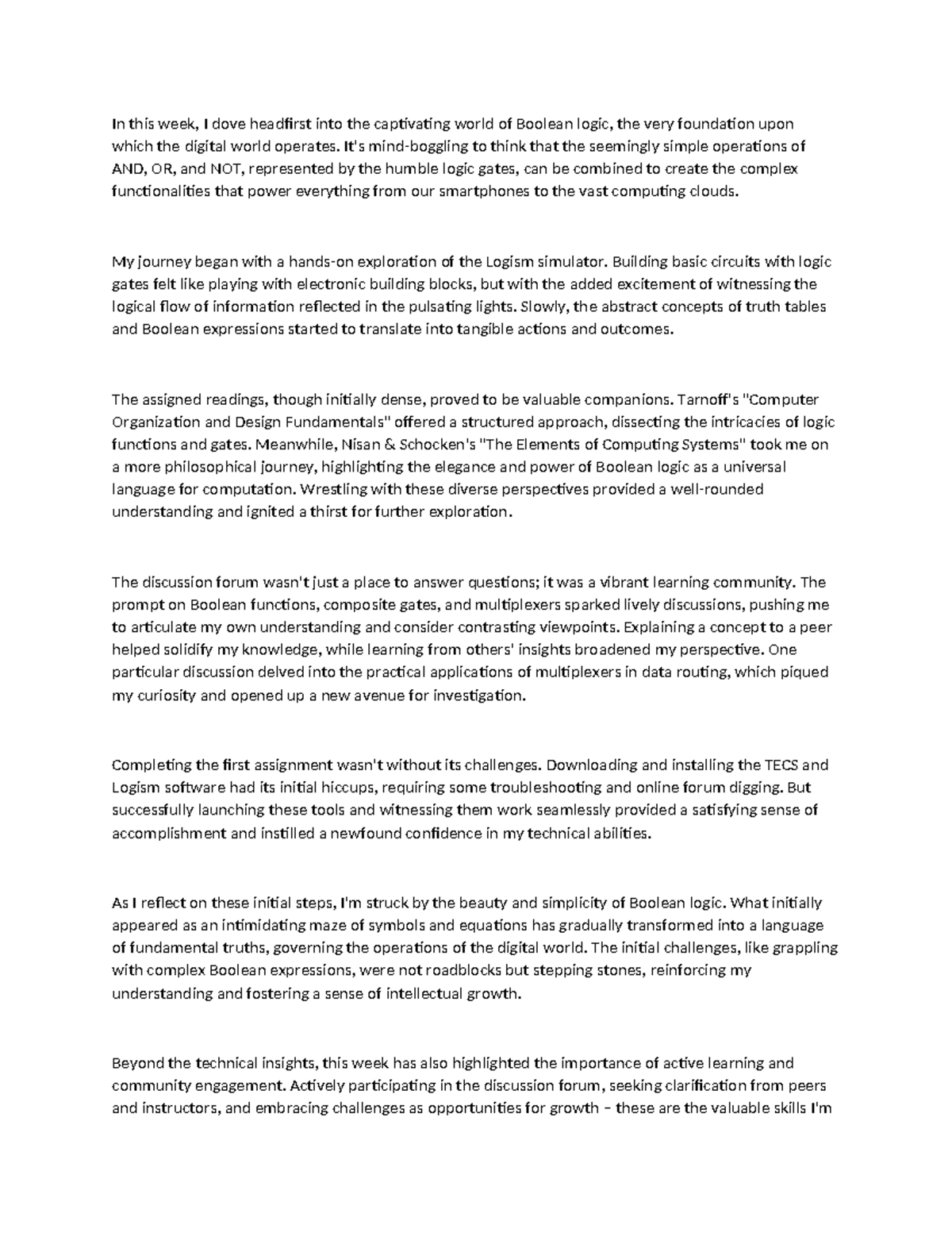 CS101: Learning Journal on Boolean Logic Fundamentals - Studocu