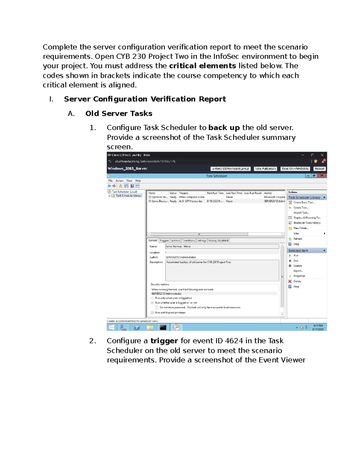 CYB 230 Project Two: Server Configuration Verification Report - Studocu