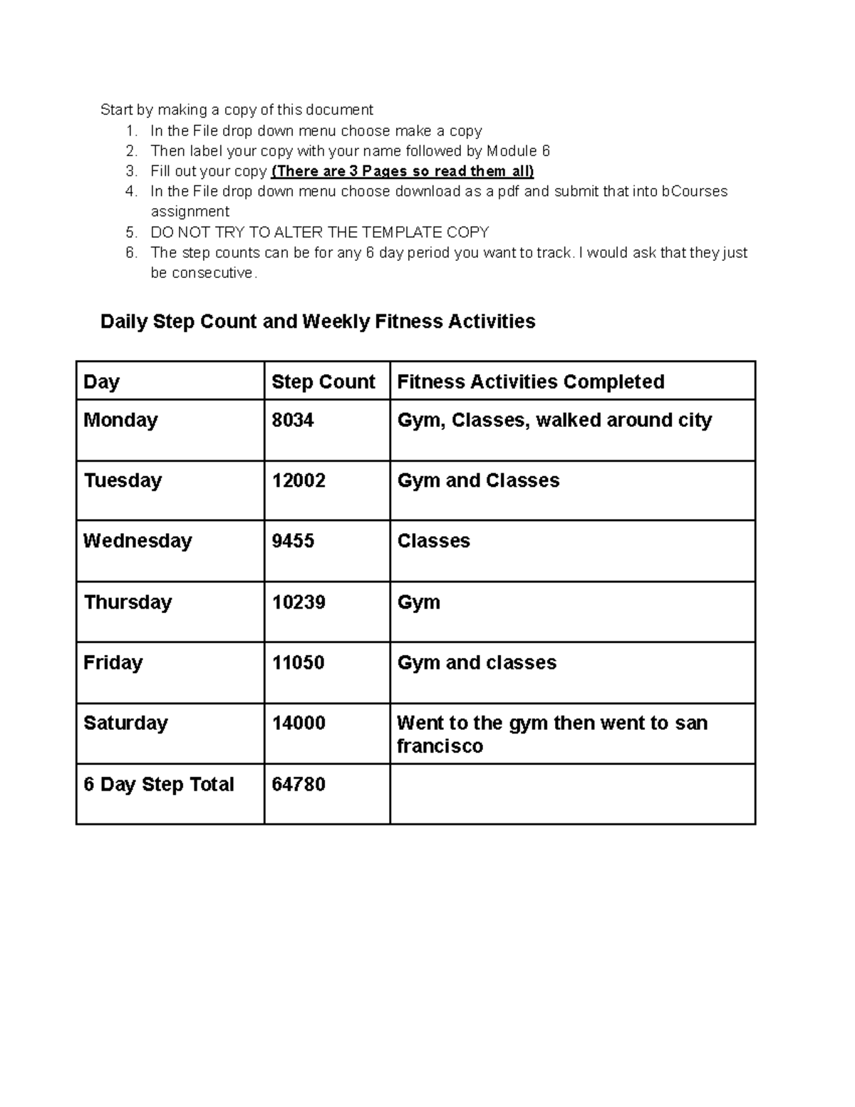 Copy of Module 6 - Daily Step Count & Weekly Fitness Reflection - Studocu