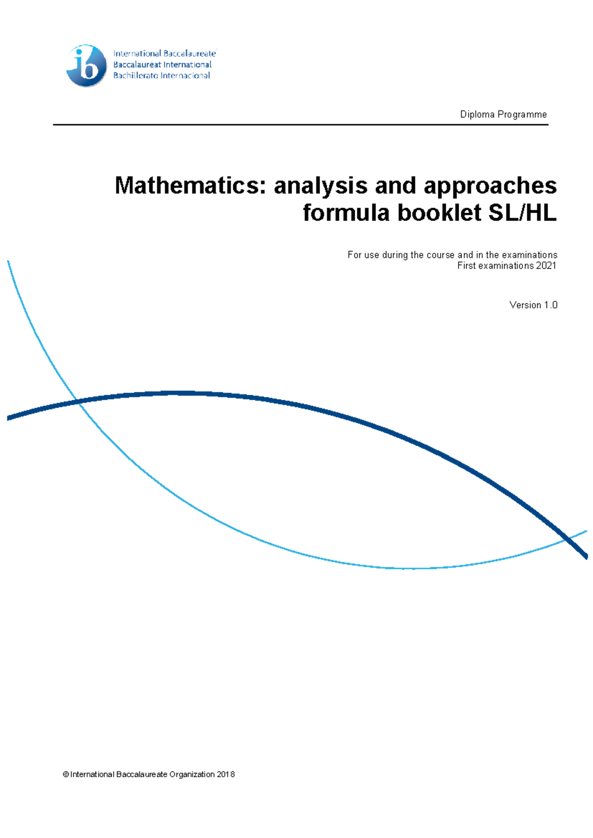 Mathematics Formula Booklet SL/HL for Diploma Programme (IB DP) - Studocu