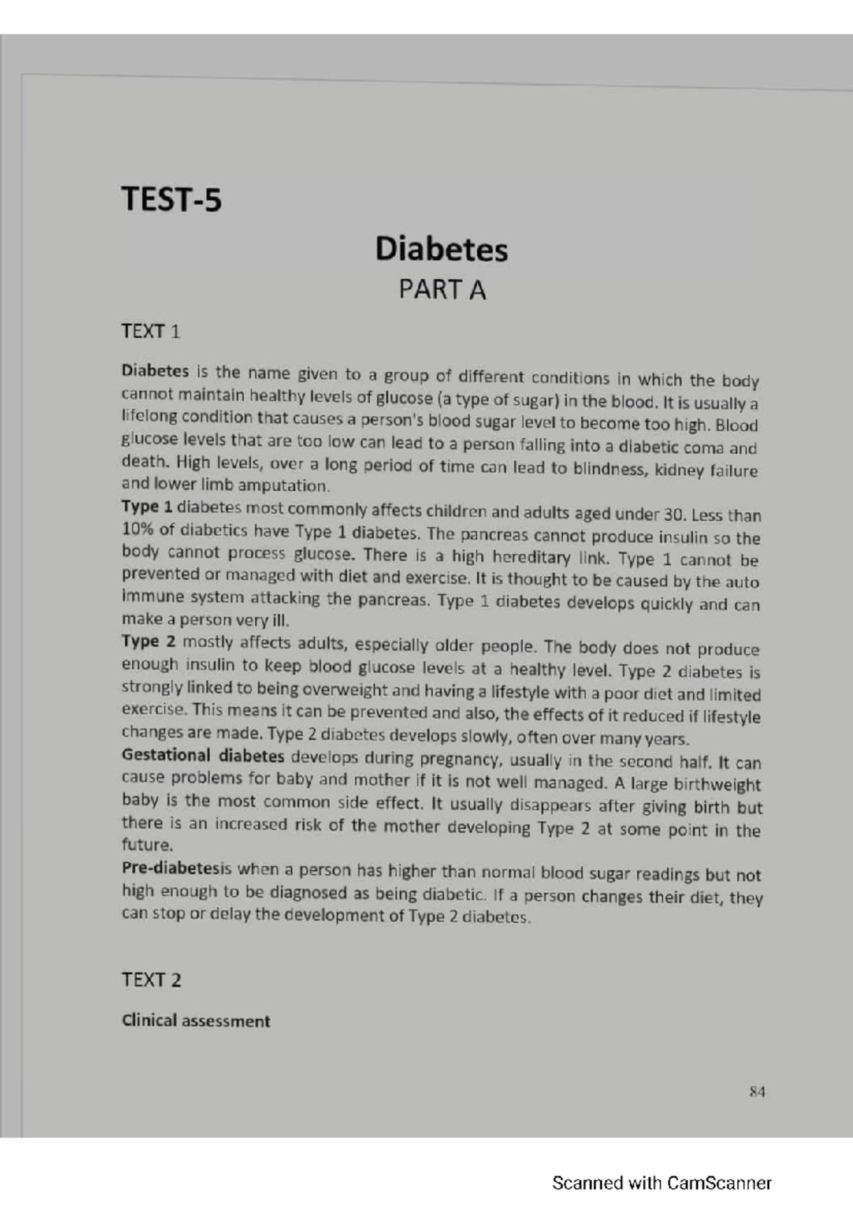 Diabetes Overview and Management - OET Reading Guide - Studocu