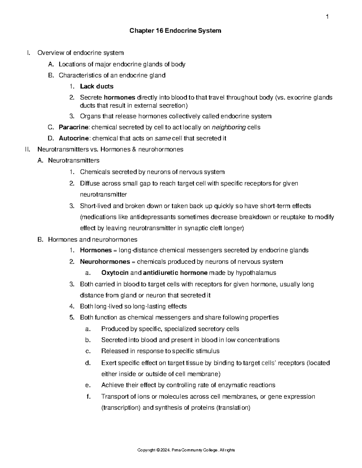 Chapter 16: Endocrine System Overview and Hormone Function (BIO101 ...