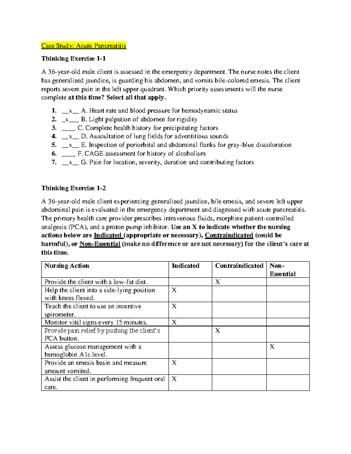 Case Study-Acute Pancreatitis - Case Study: Acute Pancreatitis Thinking ...