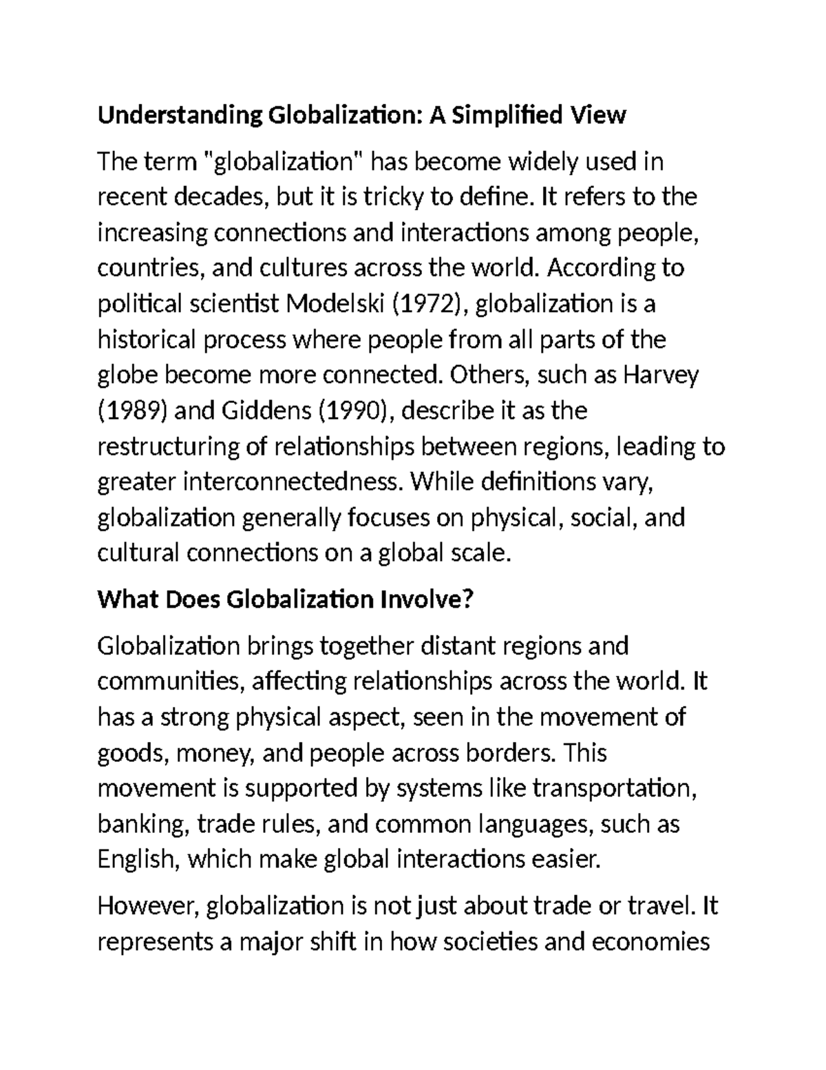 Understanding Globalization - It refers to the increasing connections and interactions among ...