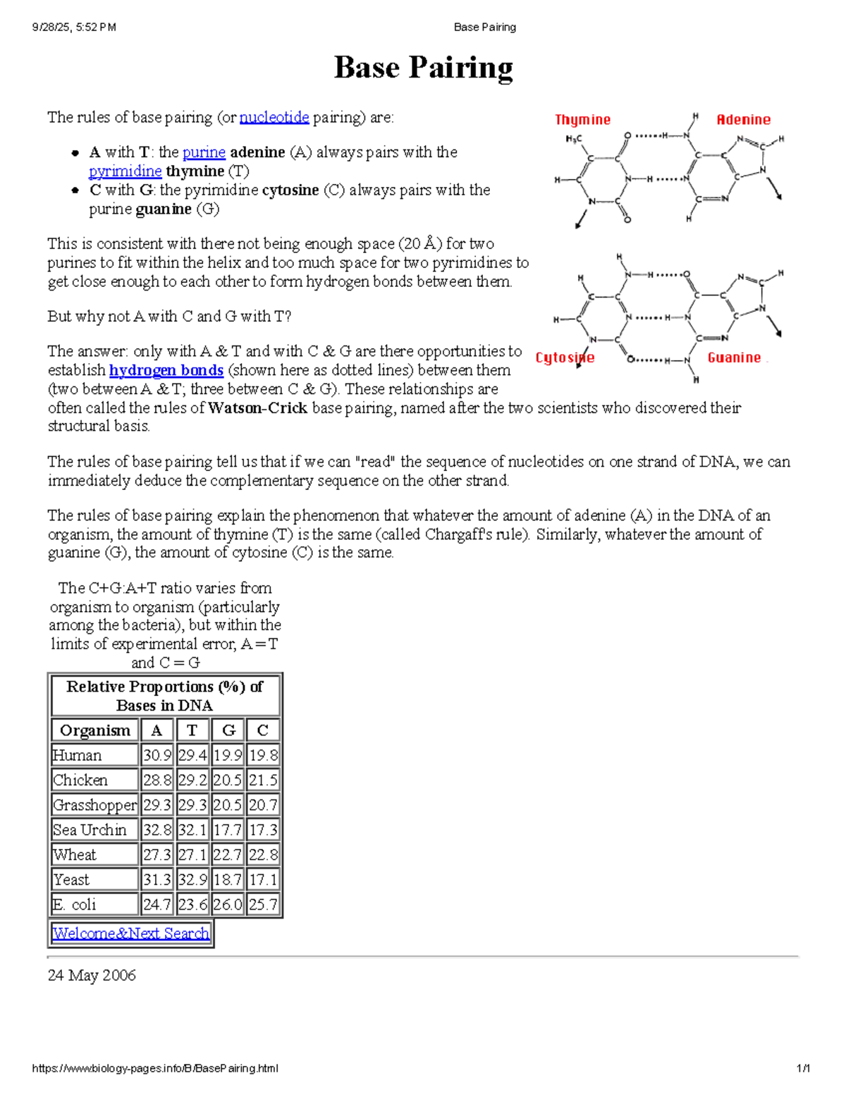 5:52 PM BIO101: Rules of Base Pairing in DNA - Key Concepts - Studocu