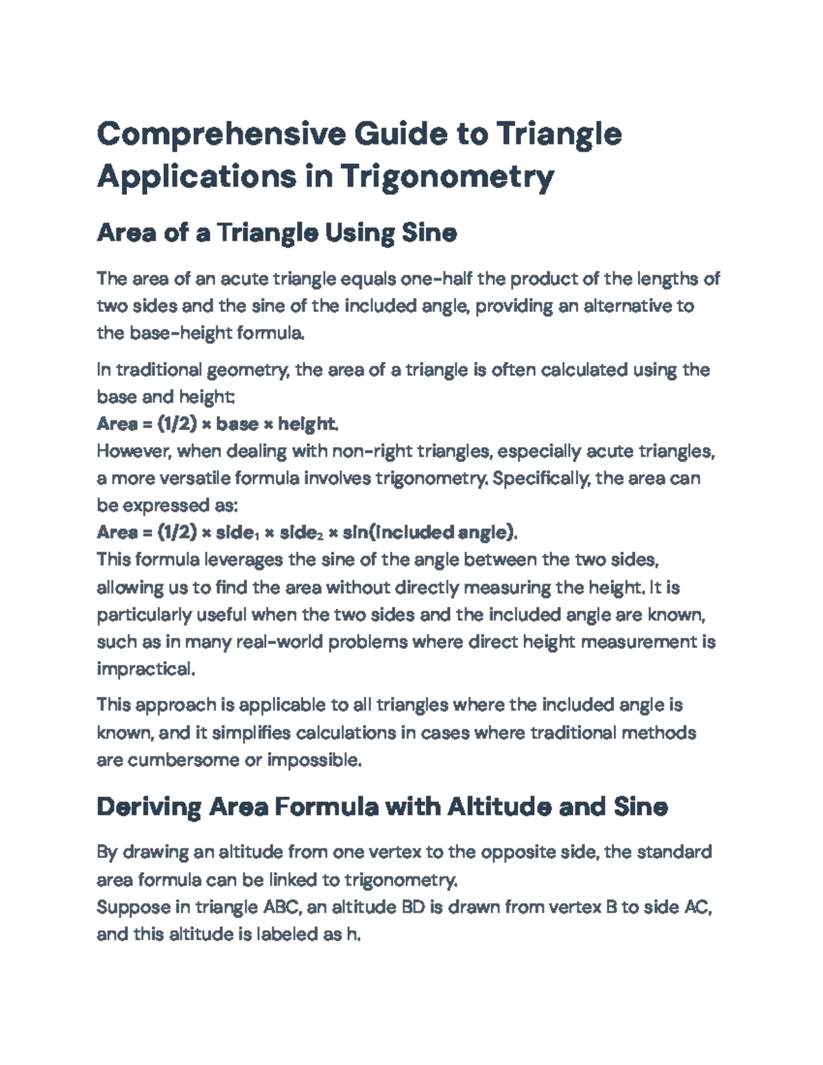 Comprehensive Guide to Applications of Law of Sines & Cosines in ...