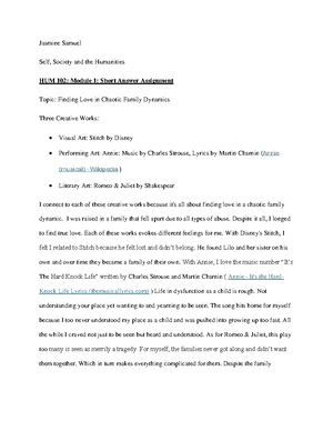 Assignment Information - HUM 102 Module One Short Answer Assignment ...