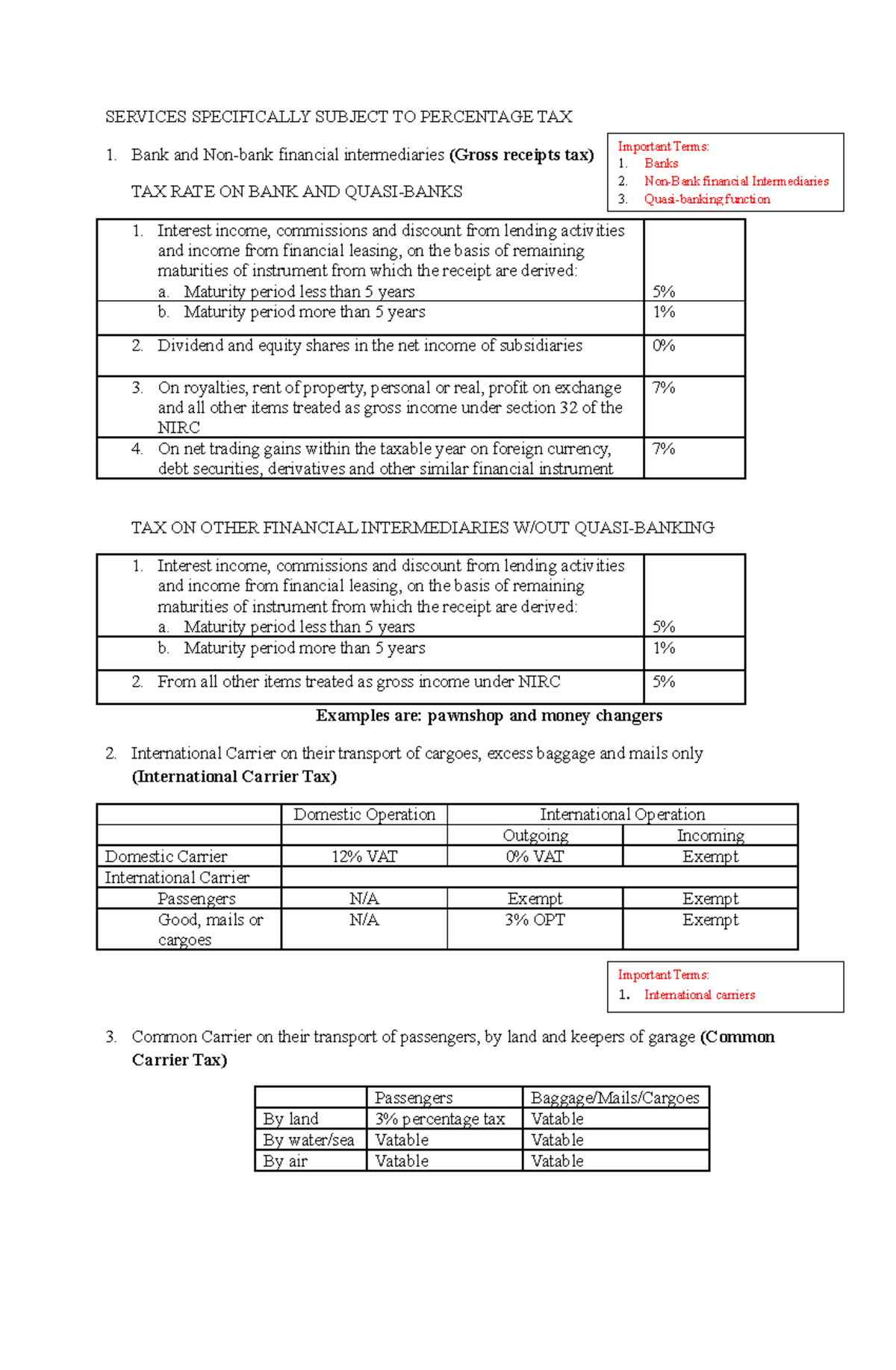 TAX Chapter 5 Summary: Percentage Tax Principles & Applications - Studocu