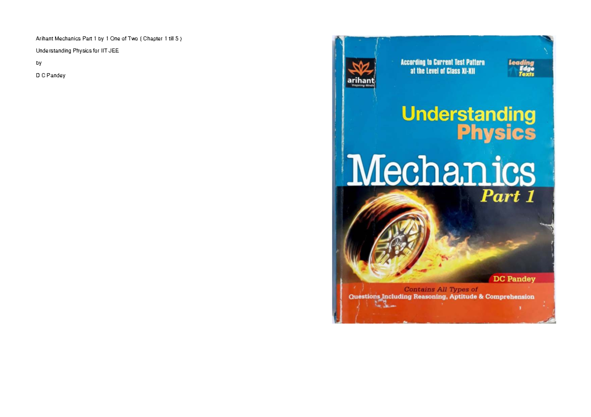 DC Pandey Mechanics 1 - Key Insights for Practical Physics - Studocu