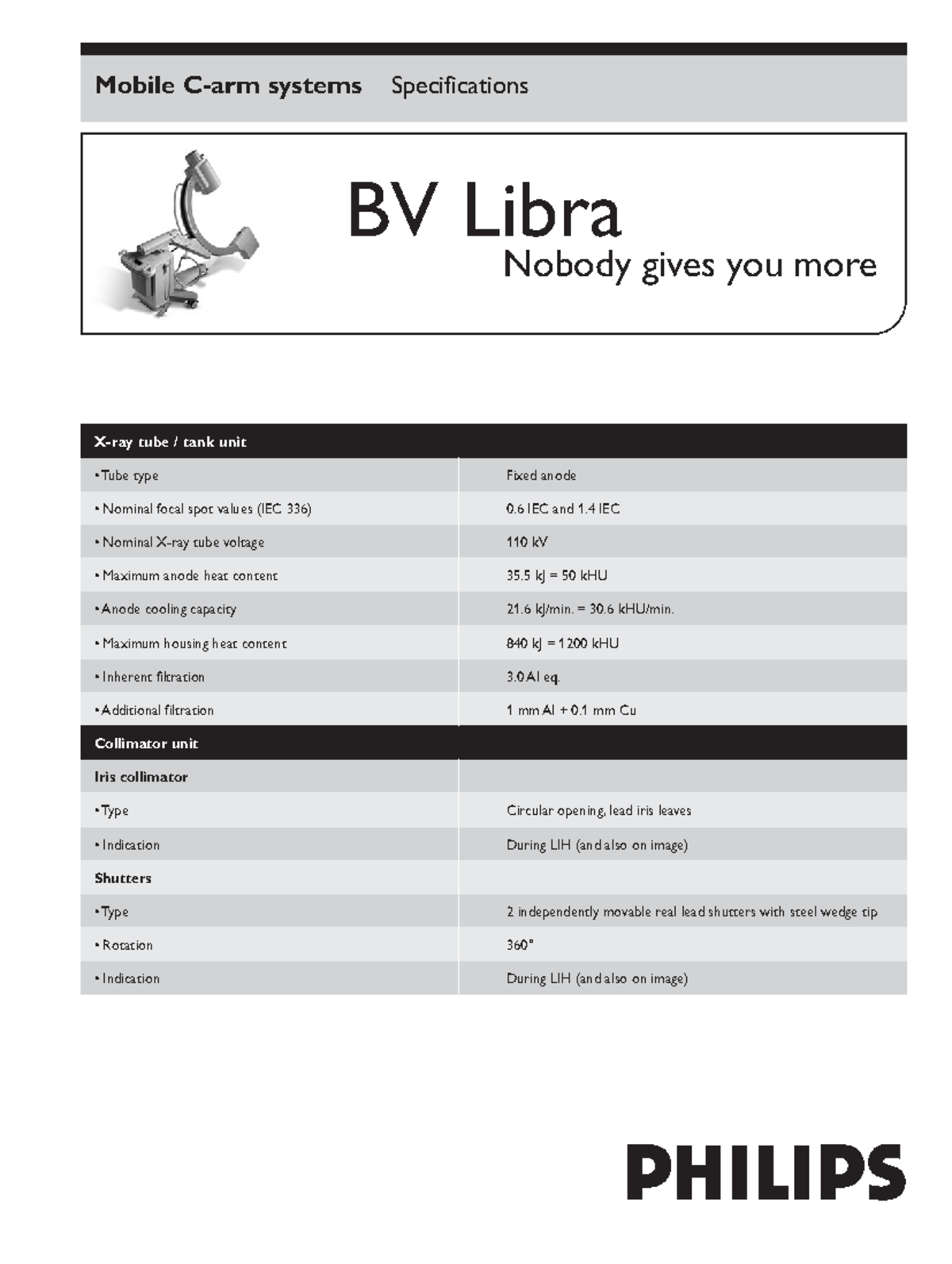 BV Libra Mobile C-arm Systems Specifications Overview - Studocu