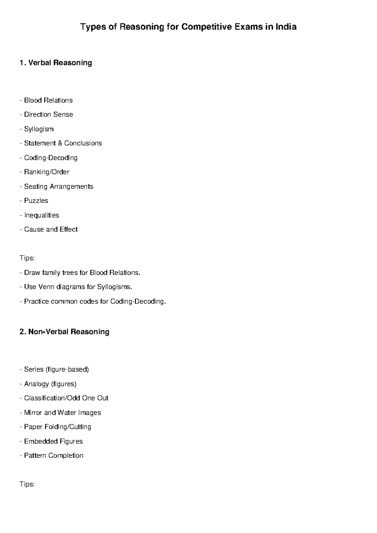 Types of Reasoning Competitive Exams India - Types of Reasoning for ...