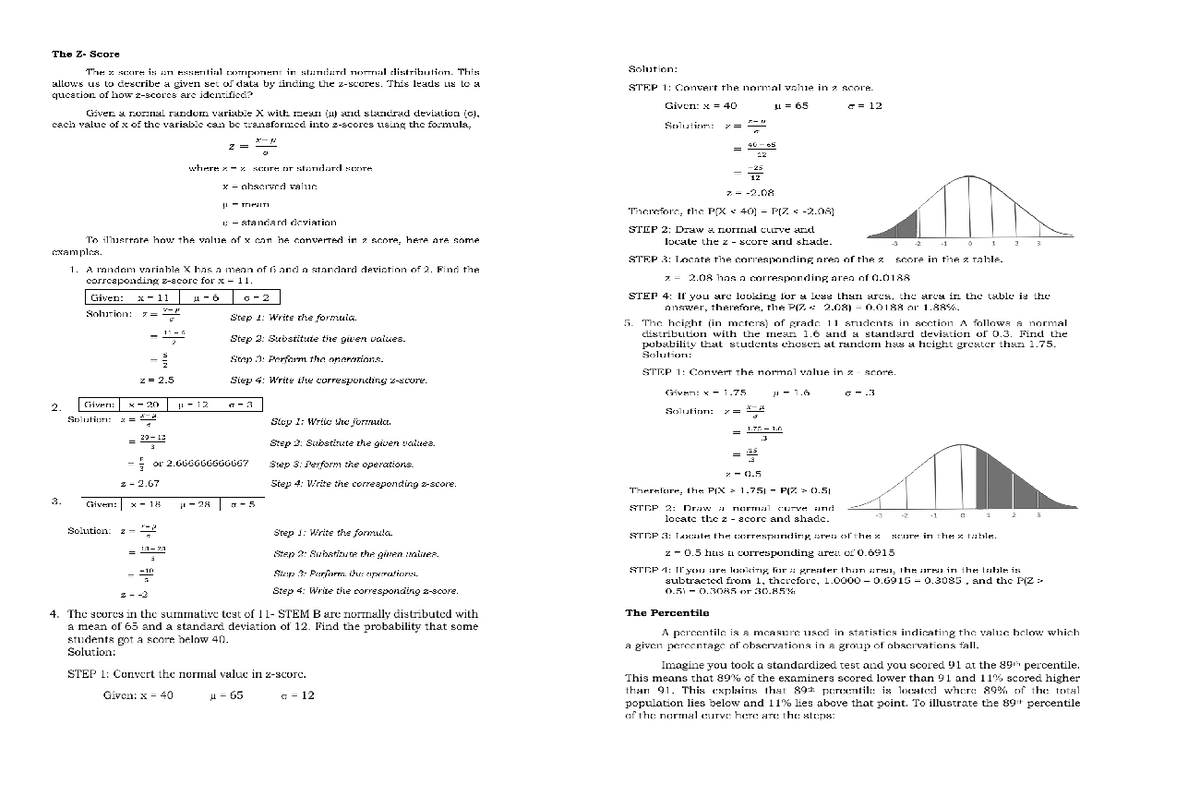 Module 3: Understanding Z-Scores and Normal Distribution Concepts - Studocu