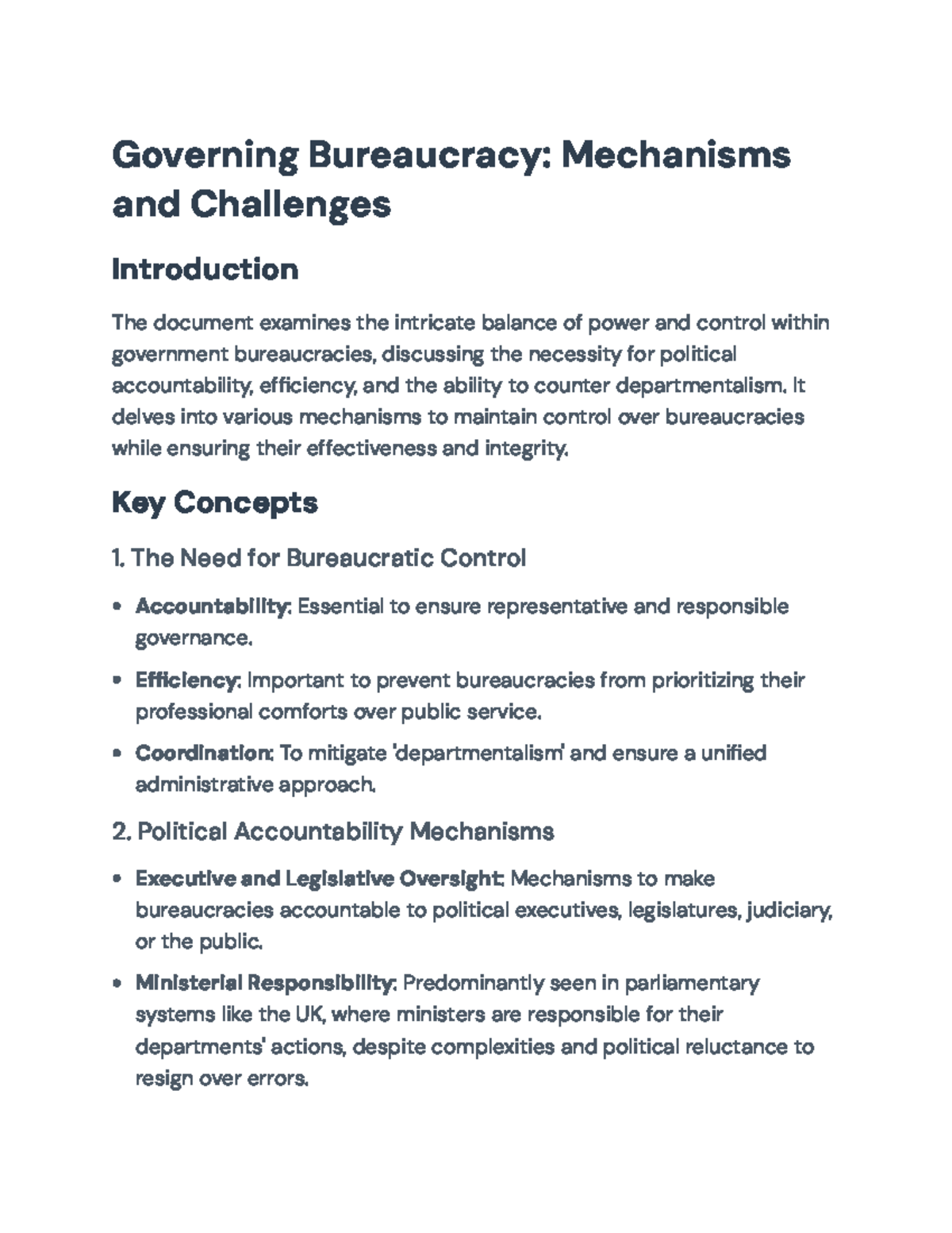 Governing Bureaucracy: Mechanisms and Challenges in Political Control ...