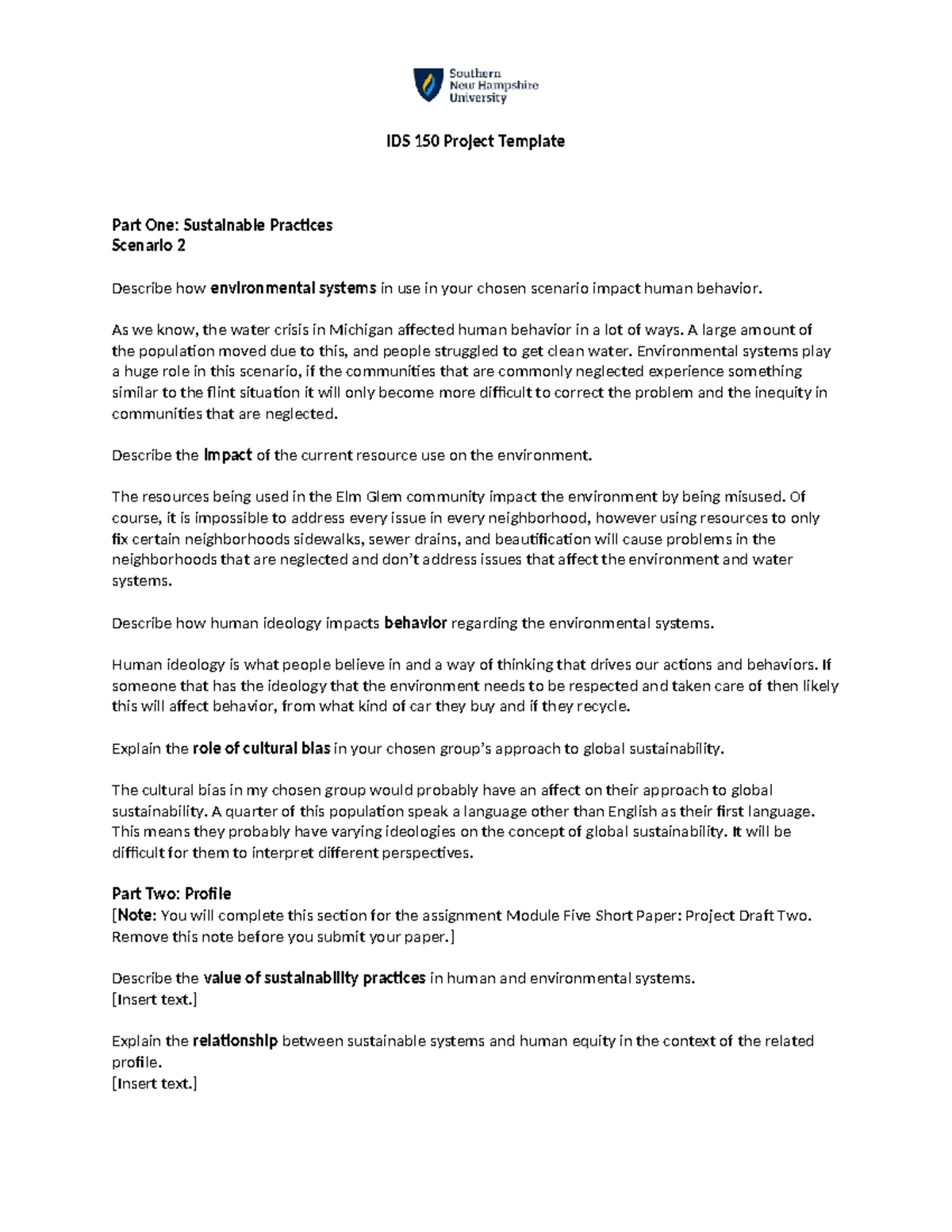IDS 150 Project Template: Sustainable Practices & Human Behavior ...