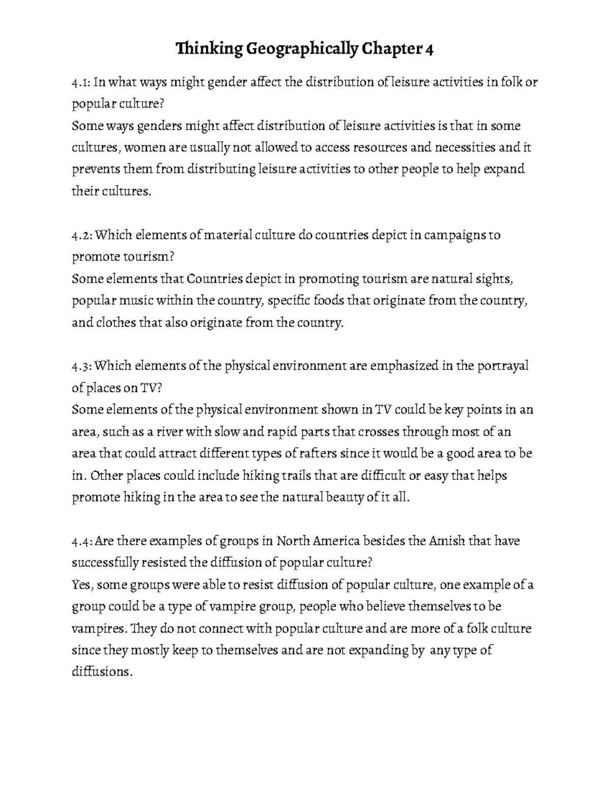 Thinking Geographically Chapter 4 - inking Geographically Chapter 4 4 ...