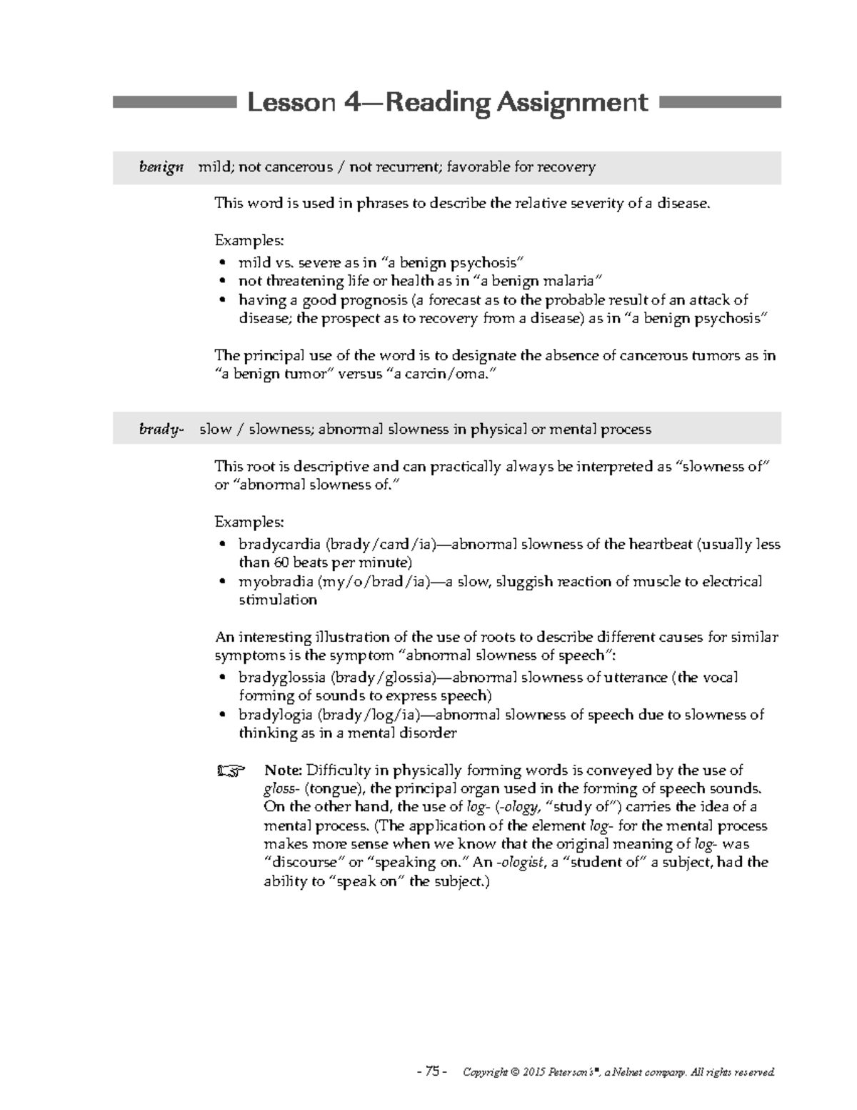 Lesson 4 Reading Assignment: Understanding Benign Conditions and ...