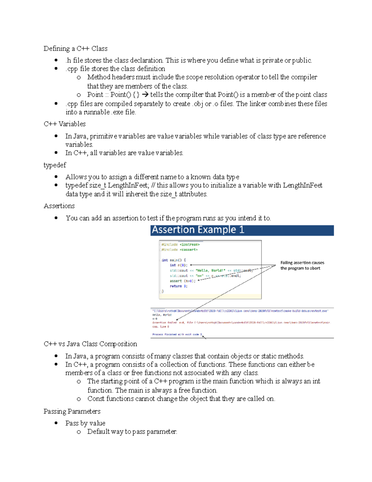 C++ Midterm #1 Study Guide: Class Definitions & Memory Management - Studocu