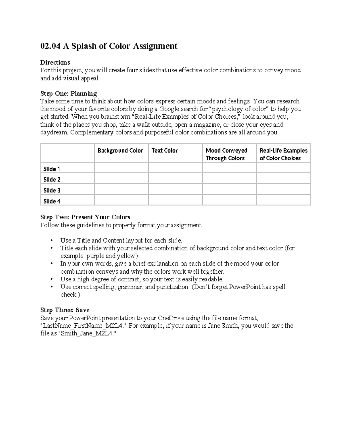 02.04 Color Theory Project: Effective Color Combinations - Studocu