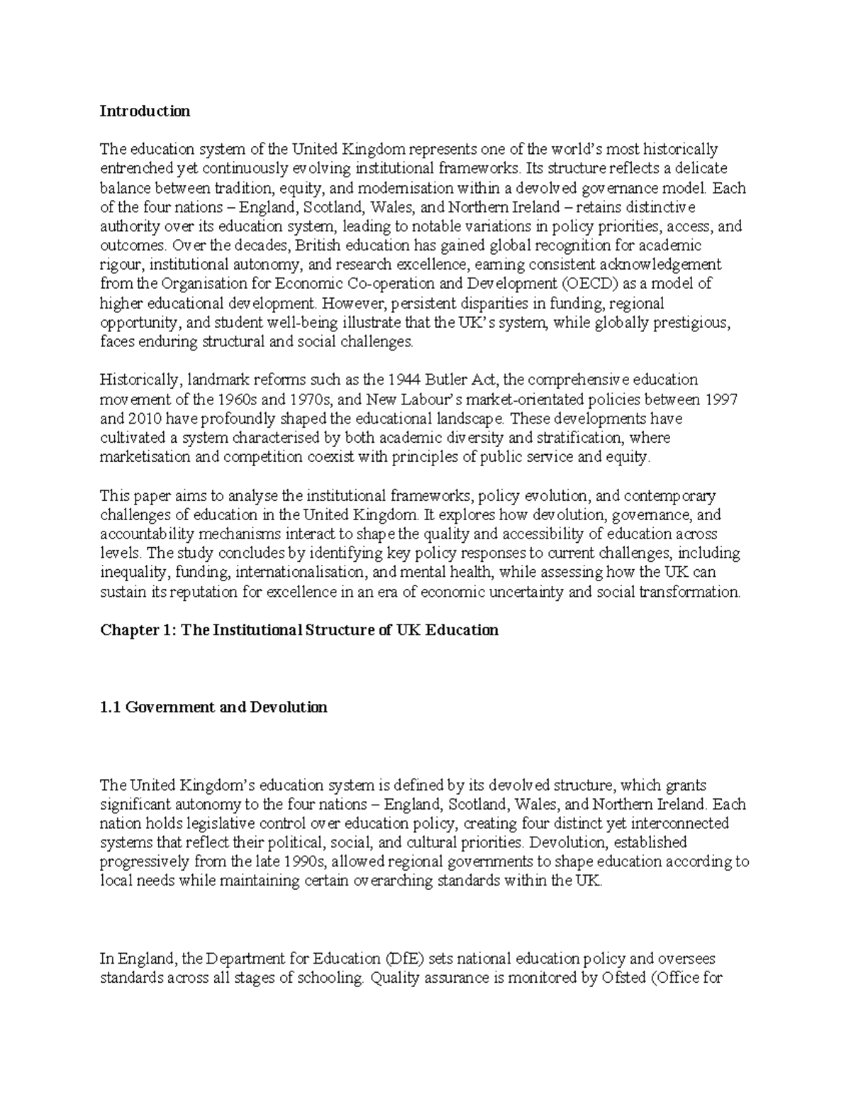 UK Education System: Structure, Challenges, and Reforms Analysis - Studocu