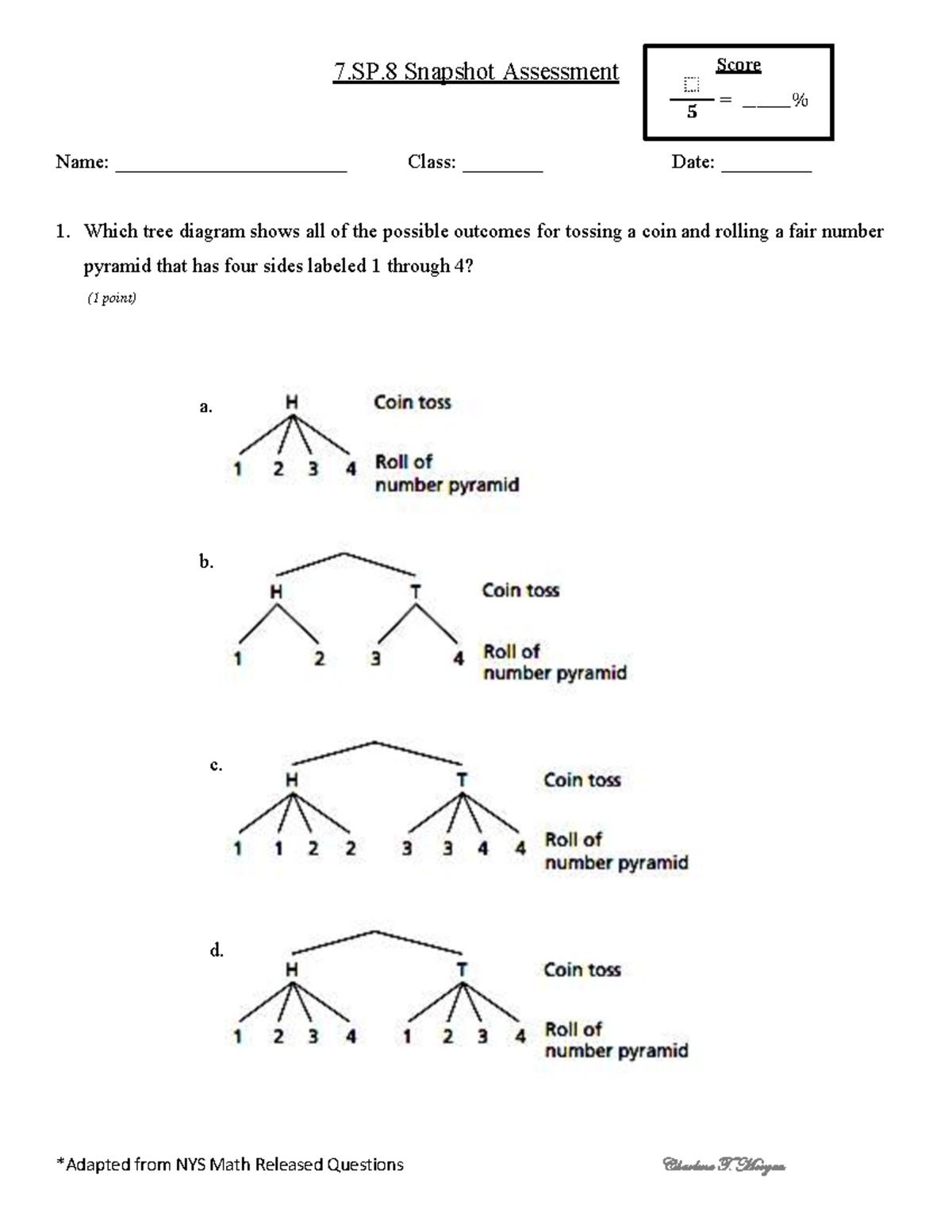 7.SP.8 Probability Assessment Snapshot for Math Class - AFT 2 ...