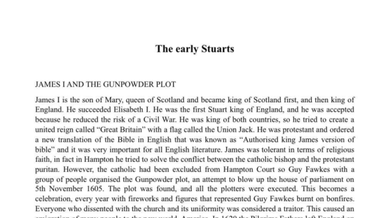 Stuart 1: James I, Gunpowder Plot, and the Civil War Dynamics - Studocu