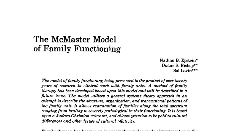 The McMaster Model of Family Functioning: Insights and Applications ...