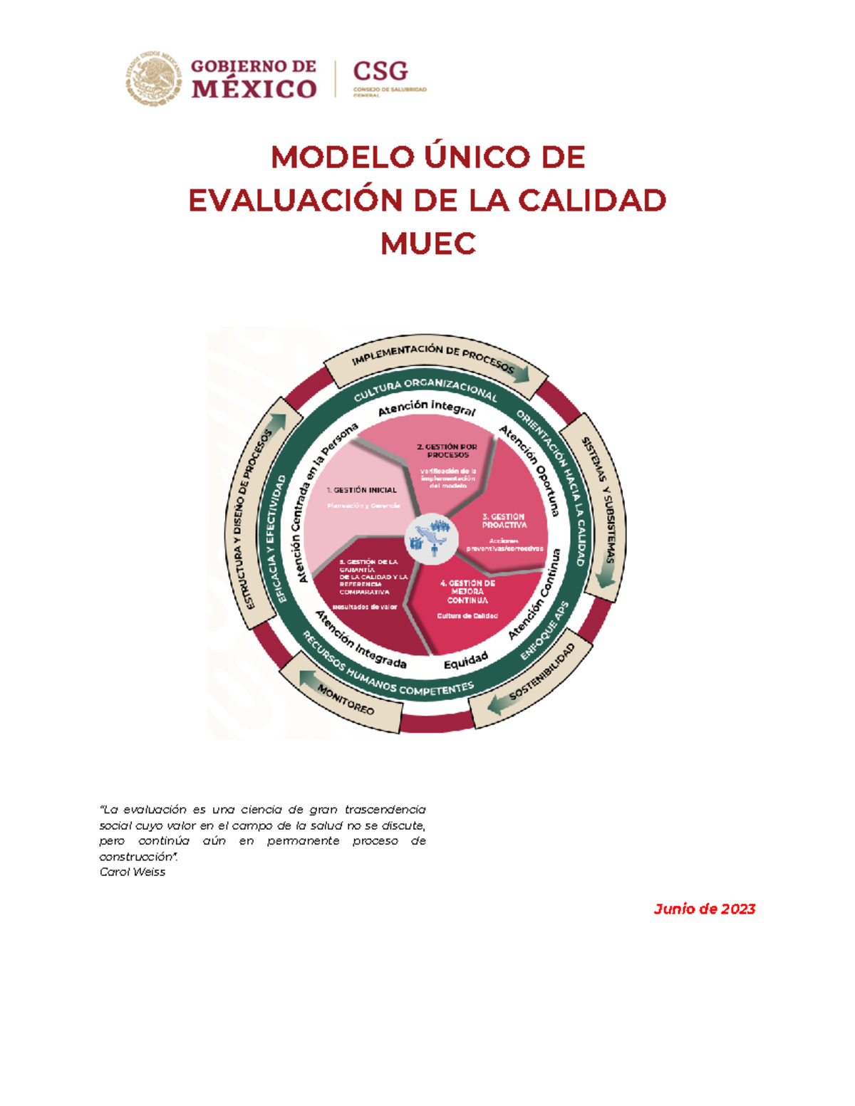 Modelo Único de Evaluación de la Calidad en Salud (MUEC) 2023 - Studocu
