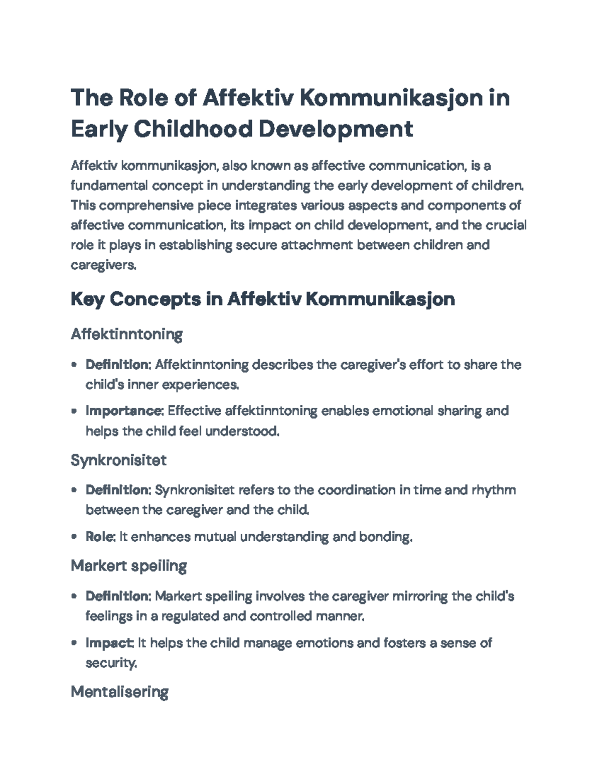 Affective Communication and Early Childhood Development Overview - The ...