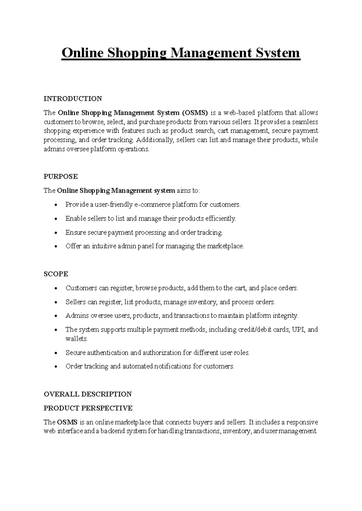 Online Shopping Management System(SRS)-1 - Online Shopping Management ...
