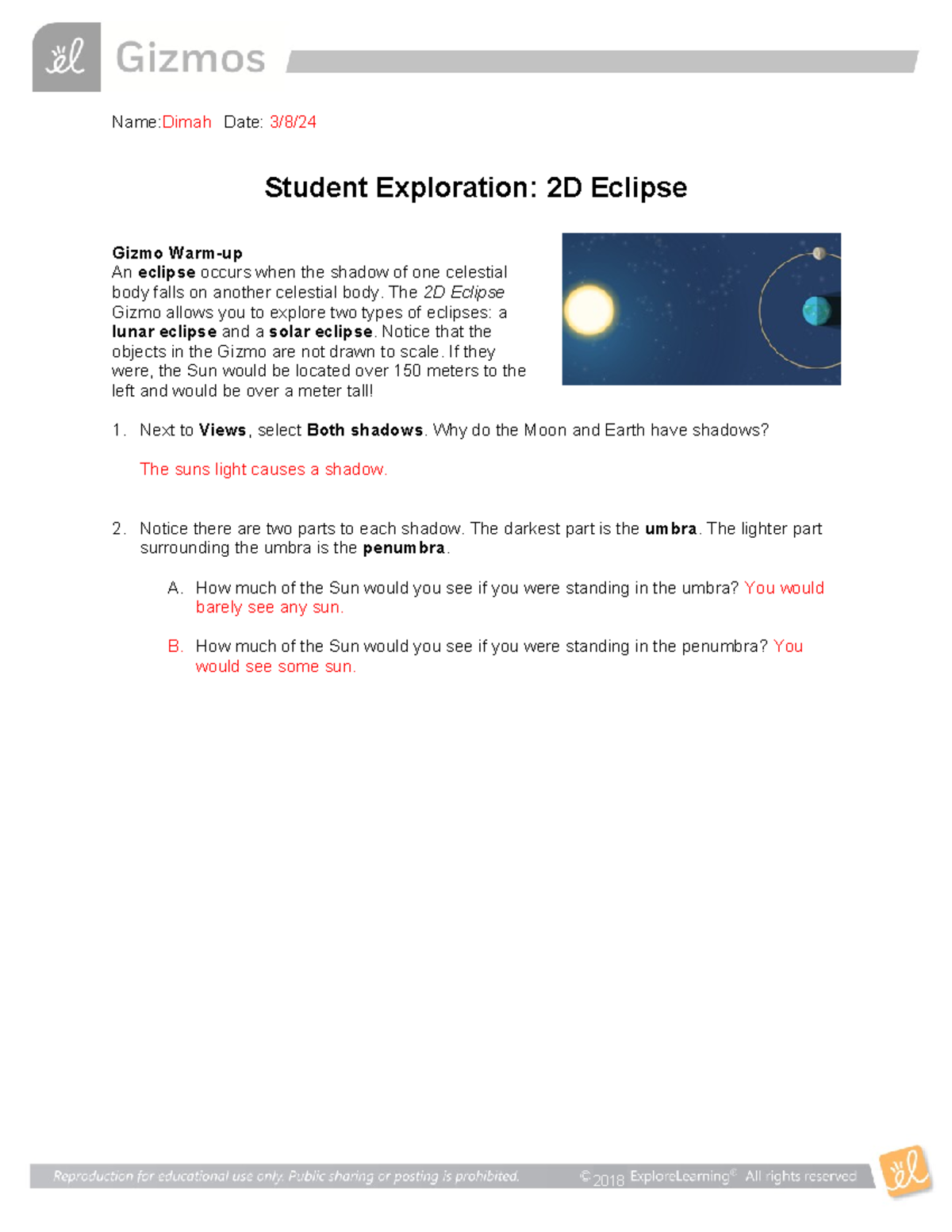 2D Eclipse SE Warm-Up Activity A - Exploring Solar and Lunar Eclipses ...