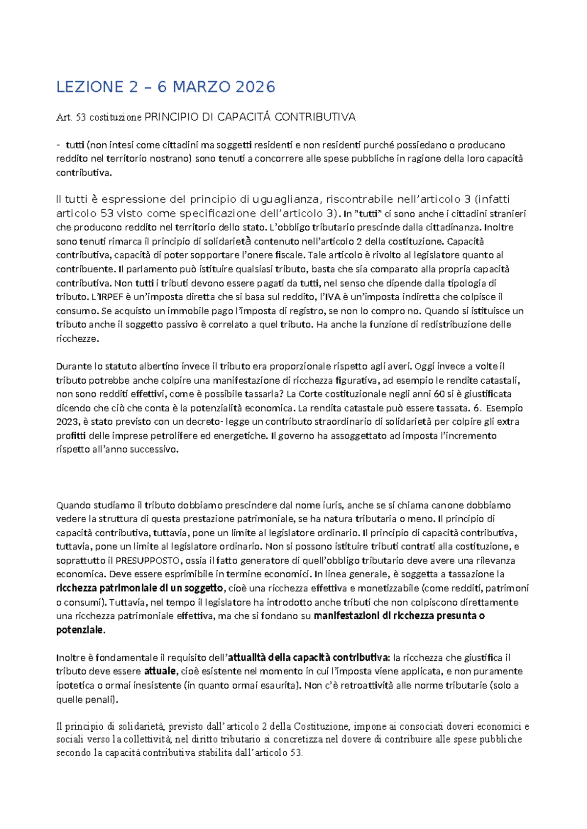 Lezione 2 - Art. 53 Costituzione e Principio di Contributiva - Diritto ...