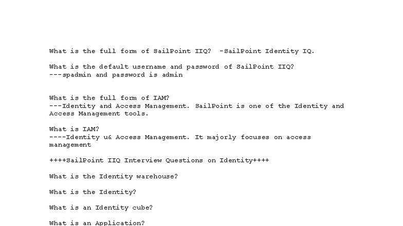 IIQ Interview Questions: Identity & Access Management Insights - Studocu