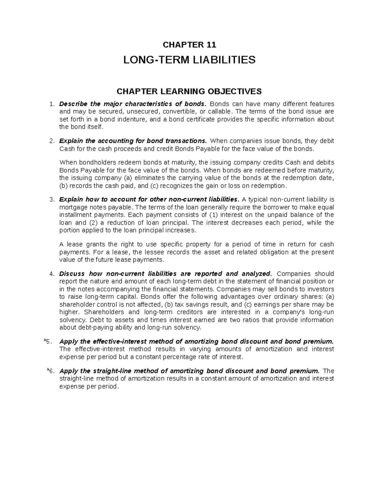 Ch11 accounting problem solving - CHAPTER 11 LONG-TERM LIABILITIES CHAPTER LEARNING OBJECTIVES ...