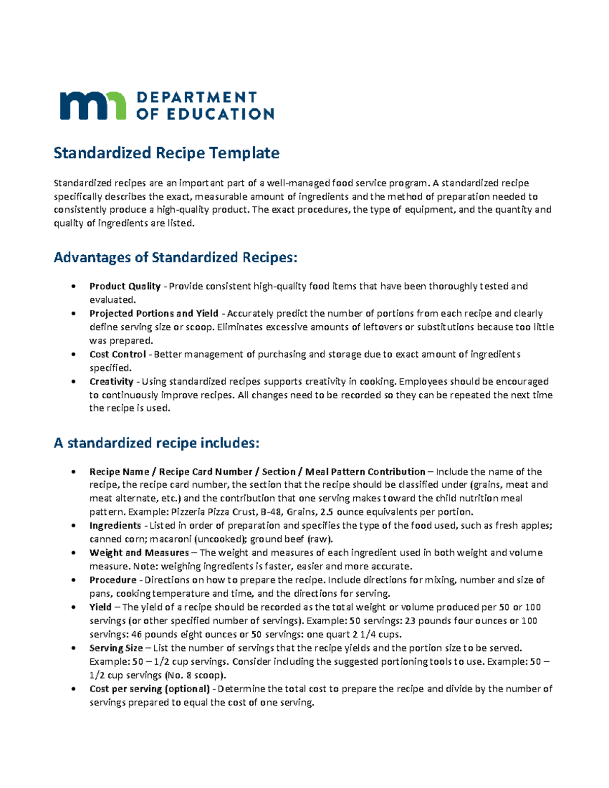 Standardized Recipe Template ER 057472: Essential Guidelines for ...