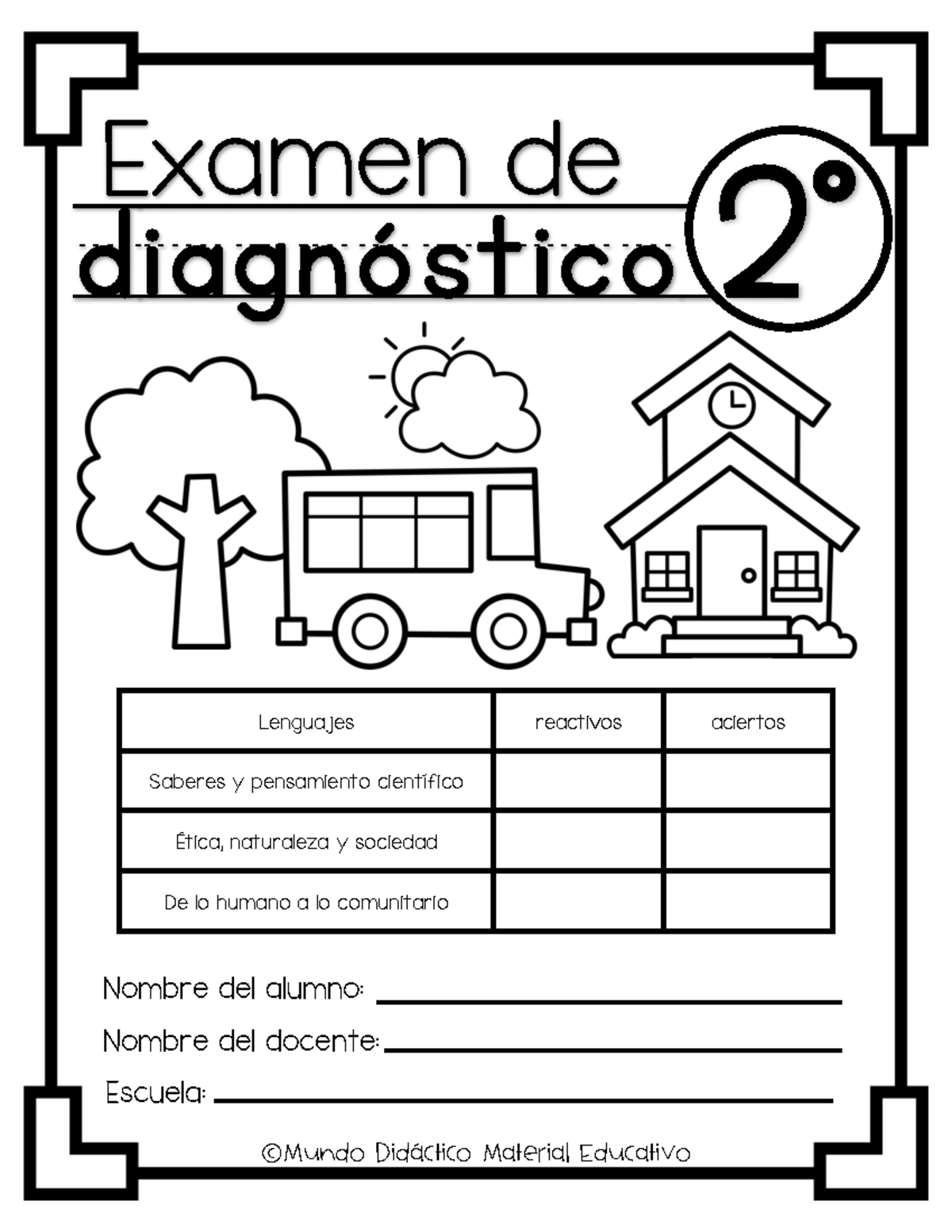 Examen Diagnóstico Segundo Grado: Lenguajes y Ciencias - Studocu