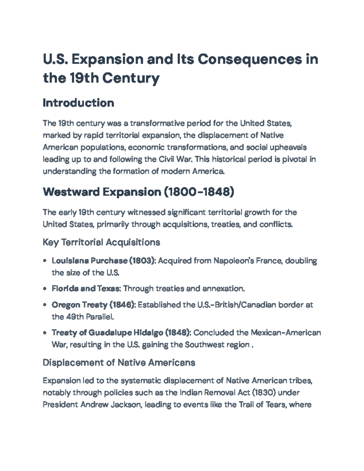 U.S. History: 19th Century Expansion, Civil War, and Reconstruction ...