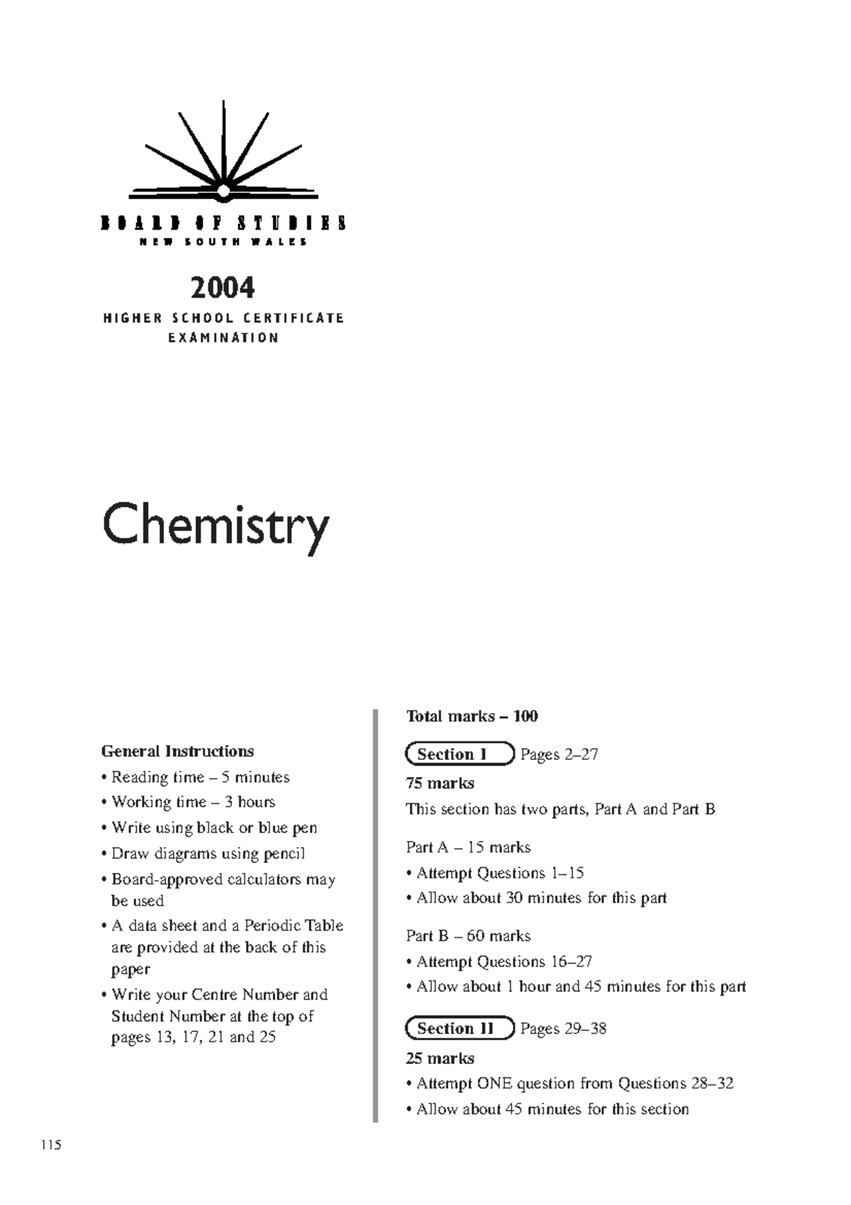 2004 HSC Chemistry Exam: Comprehensive Study Guide - Studocu