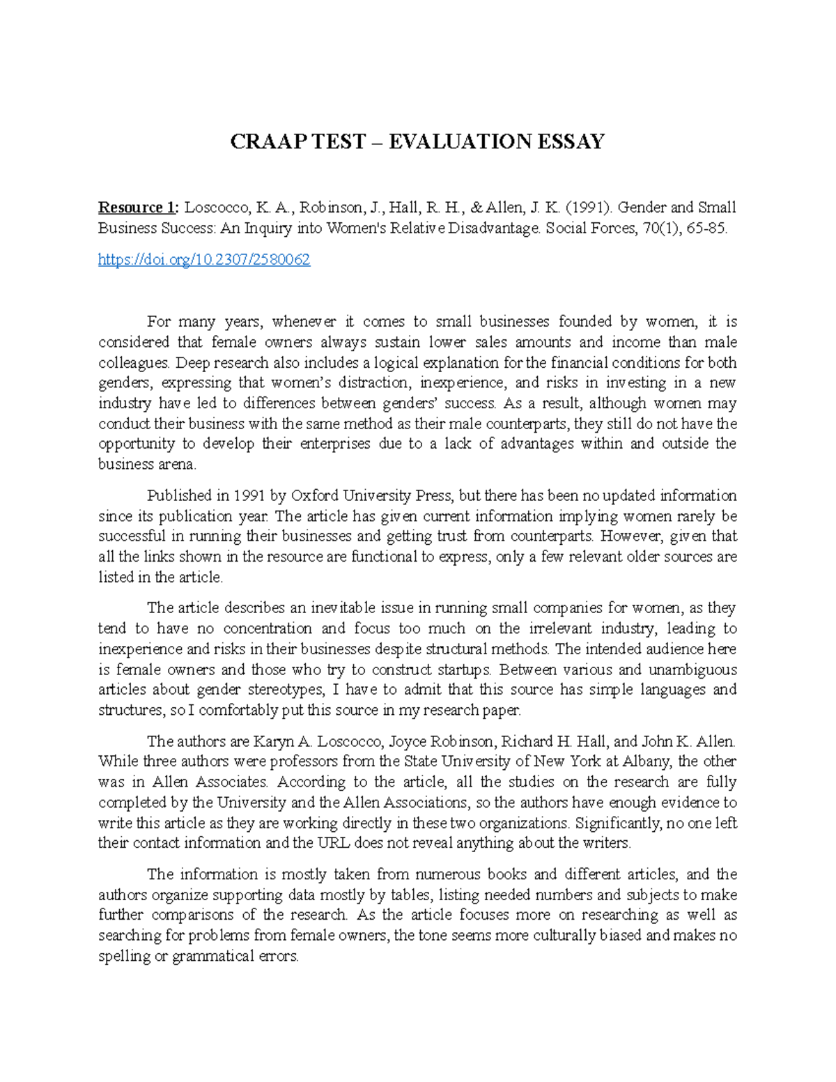 Craap TEST(examples) - The context is about how to understand fully a ...