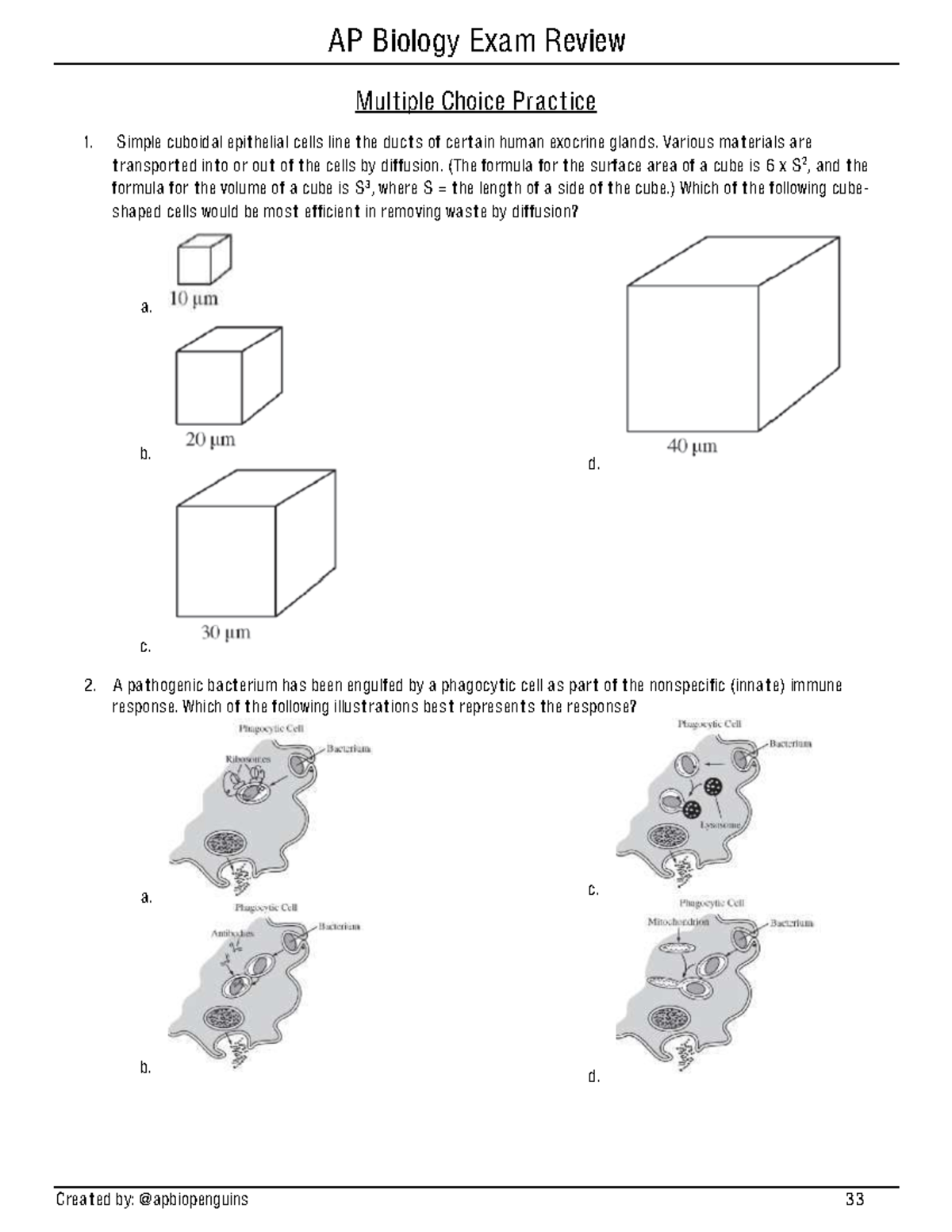 AP Biology (Unit 2) Exam Review: Multiple Choice Practice Test - Studocu