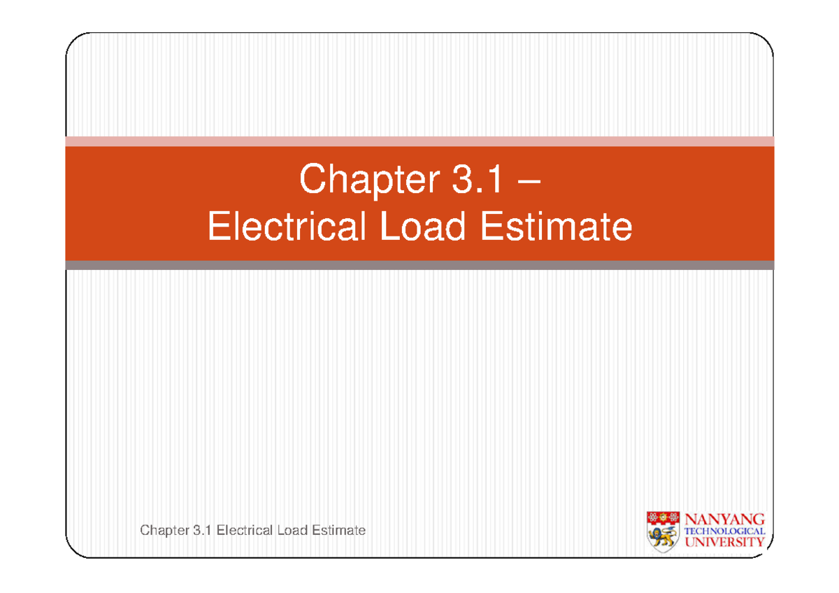 EE4503 Chapter 3.1 Electrical Load Estimation and Current Demand ...