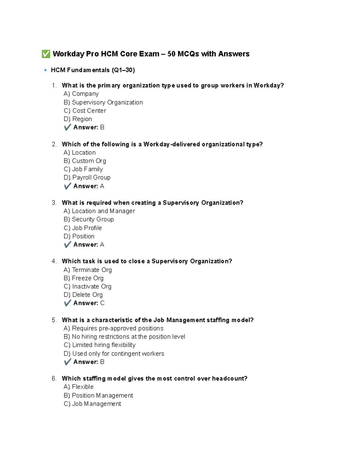 Workday Pro HCM Core Exam: 150 MCQs with Answers for HCM Fundamentals ...