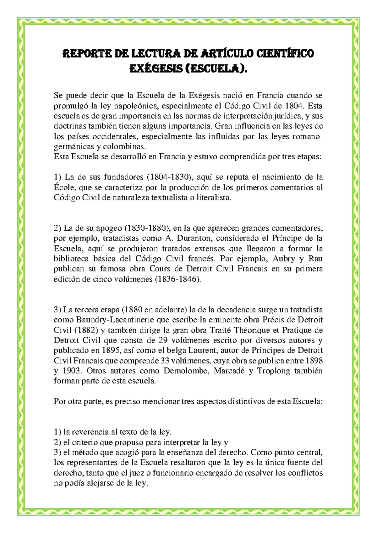 Reporte de lectura de artículo científico Exégesis - Reporte de lectura ...