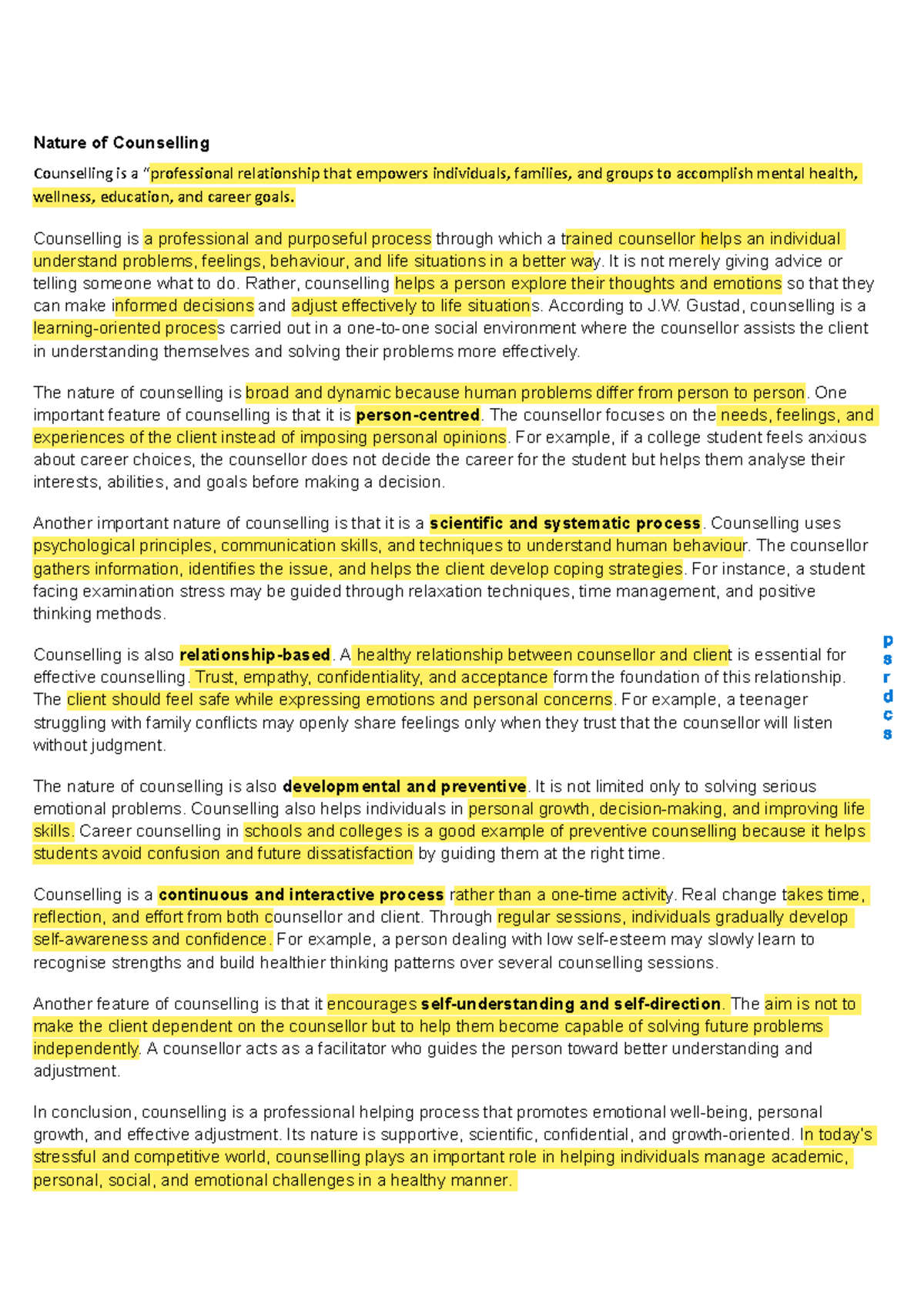 Counselling Unit 1, 2, 3: Key Concepts and Ethical Considerations - Studocu