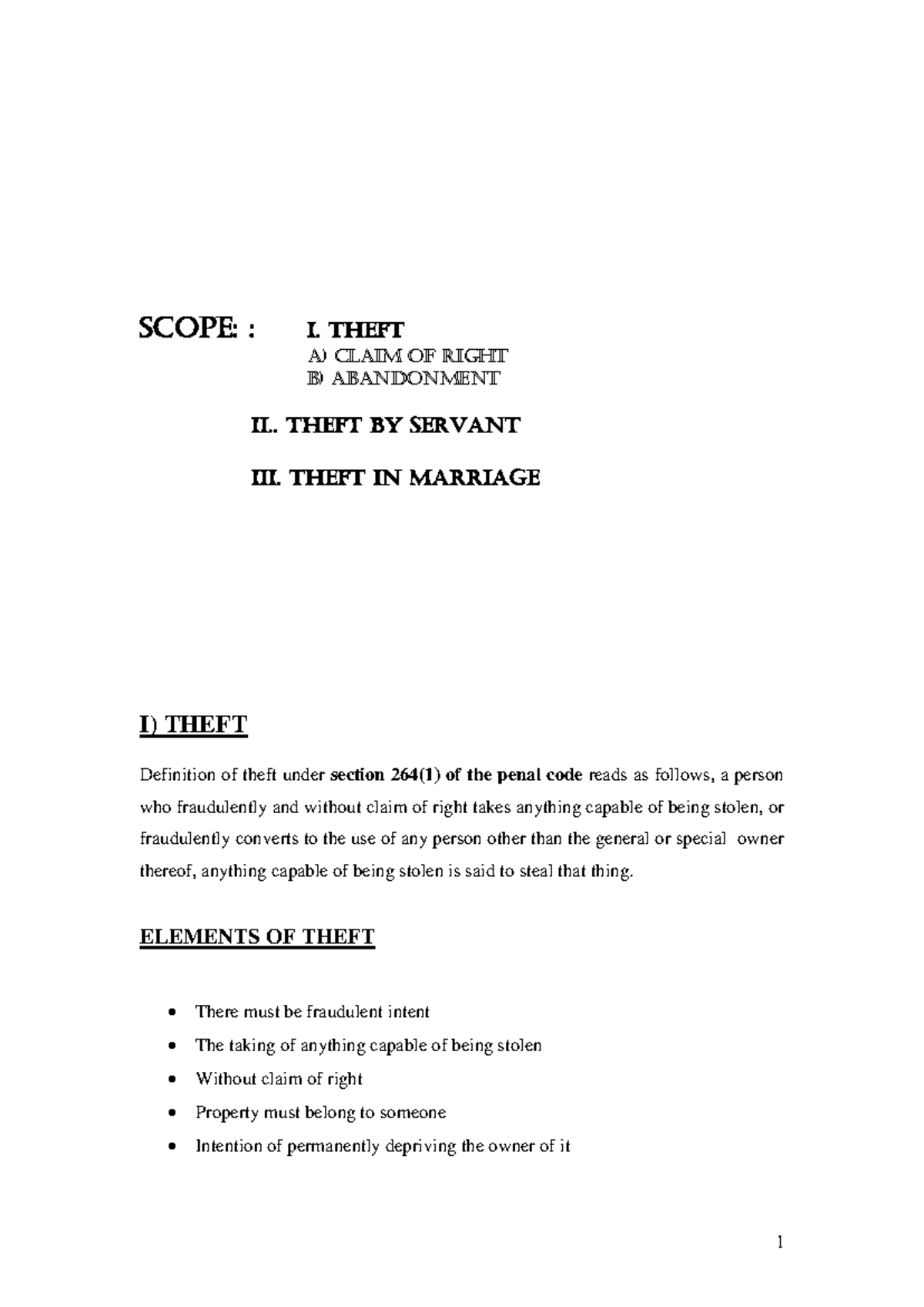 Theft - Overview and Legal Principles (CRL 101) - Studocu